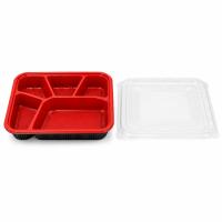 China Clear Lid Five Compartment Trays  PP Bento Tray for Balanced Meals Catering for sale