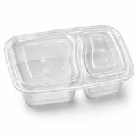China 1200ml Slim Two Section Clear PP Divided Food Container for Bulk Meals for sale