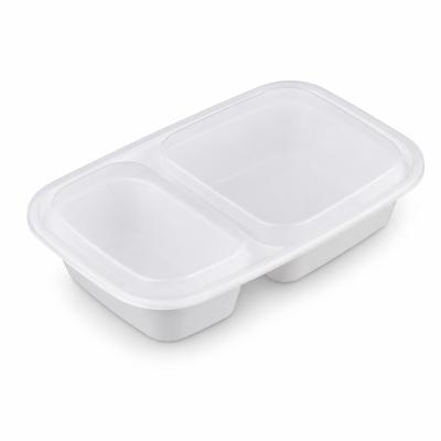 China Slim Two Section Clear PP Compartment Food Containers for Takeaway Meals for sale