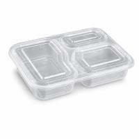 China Catering Three Section Clear PP Compartment Food Containers for Meal Prep for sale