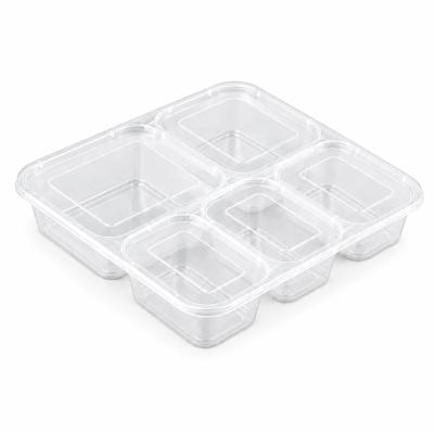 China Square Five Section PP Multi Compartment Meal Tray for Large Party Catering for sale