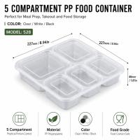 China Square Five Section PP Multi Compartment Meal Tray for Large Party Catering for sale