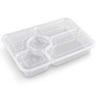 China Buffet Five Section Clear PP Compartment Food Containers for Party Meals for sale