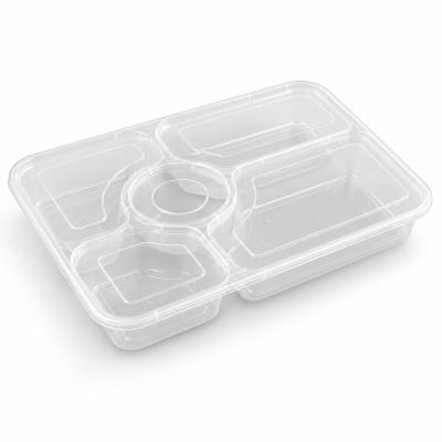 China Buffet Five Section Clear PP Compartment Food Containers for Party Meals for sale