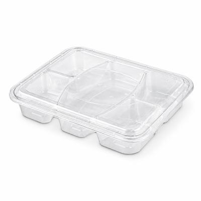 China Five Section PP Compartment Food Containers for Large Sharing Meal Trays for sale