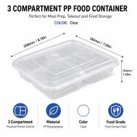 China Compact Three Section Clear PP Portion Control Container for Work Lunches for sale