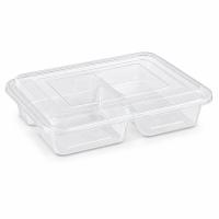 China Compact Three Section Clear PP Portion Control Container for Work Lunches for sale