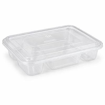 China Clear Four Section PP Compartment Food Containers for Snack Tasting Trays for sale