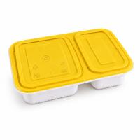 China Yellow Lid PP Meal Tamper Evident Container Disposable with Two Compartment for sale