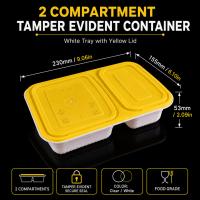 China Yellow Lid PP Meal Tamper Evident Container Disposable with Two Compartment for sale