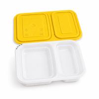 China Yellow Lid PP Meal Tamper Evident Container Disposable with Two Compartment for sale