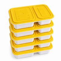 China Yellow Lid PP Meal Tamper Evident Container Disposable with Two Compartment for sale