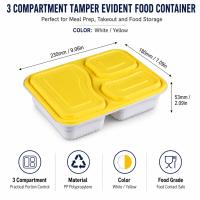 China Three Compartment Snap Lock Bowls Meal Tray with Tamper Evident Yellow Lid for sale