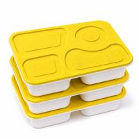 China Four Compartment Snap Lock Bowls Color Lids Food Storage PP Meal Tray Disposable for sale