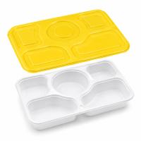 China Five Compartment Snap Lock Bowls PP Catering Tray with Clear Locking Lid for sale