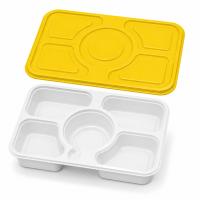 China Extra Large Five Compartment Snap Lock Bowls PP Party Meal Tray Bulk Catering for sale