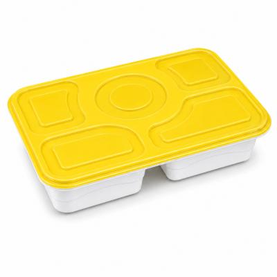 China Extra Large Five Compartment Snap Lock Bowls PP Party Meal Tray Bulk Catering for sale