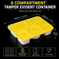 China Six Compartment PP Snap Lock Bento Box Meal Tray with Tamper Evident Lid for sale