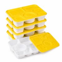 China Six Compartment PP Snap Lock Bento Box Meal Tray with Tamper Evident Lid for sale