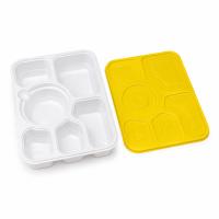 China Six Compartment PP Snap Lock Bento Box Meal Tray with Tamper Evident Lid for sale