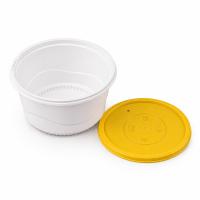 China Takeaway PP Portion Control Bowl Deep Round 300ml Tamper Evident Yellow Lidded for sale
