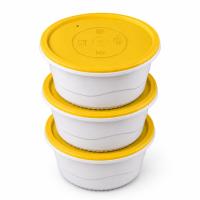 China Takeaway PP Portion Control Bowl Deep Round 300ml Tamper Evident Yellow Lidded for sale