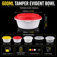 China Food Storage Deep Round PP Meal Prep Bowl 600ml with Tamper Evident Color Lids for sale