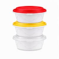 China Food Storage Deep Round PP Meal Prep Bowl 600ml with Tamper Evident Color Lids for sale