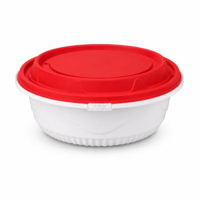 China Takeaway Wide PP Snap Lock Lunch Box 650ml Tamper Evident Lidded for sale
