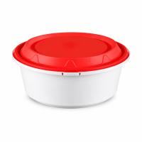 China Snap Lock PP Takeaway Soup Bowl 800ml Wide Base with Red Tamper Evident Lid for sale