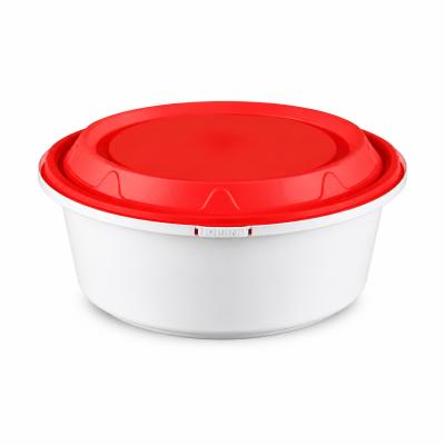 China Snap Lock PP Takeaway Soup Bowl 800ml Wide Base with Red Tamper Evident Lid for sale