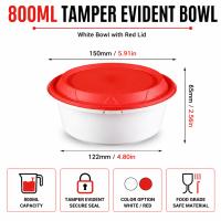 China Snap Lock PP Takeaway Soup Bowl 800ml Wide Base with Red Tamper Evident Lid for sale