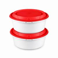 China Snap Lock PP Takeaway Soup Bowl 800ml Wide Base with Red Tamper Evident Lid for sale