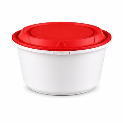 China Deep PP Snap Lock Bowls 1000ml with Red Tamper Evident Lid for sale