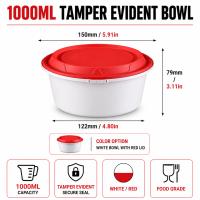 China Deep PP Snap Lock Bowls 1000ml with Red Tamper Evident Lid for sale