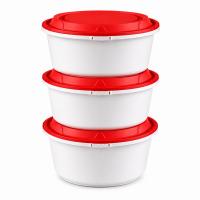 China Deep PP Snap Lock Bowls 1000ml with Red Tamper Evident Lid for sale