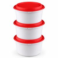 China Deep Round PP Snap Lock Bowls 1100ml with Tamper Evident Red Lid for sale