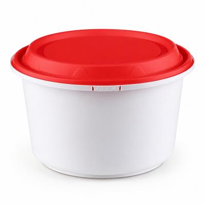 China Deep Round PP Snap Lock Bowls 1100ml with Tamper Evident Red Lid for sale