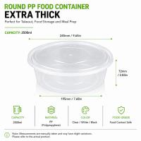 China Fitted Lid Disposable Food Bowls 2500ml Extra Thick PP Meal Prep Container for sale