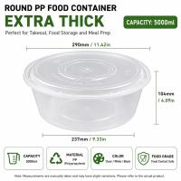 China Deep Round PP Bulk Food Container Disposable 5000ml with Clear Fitted Lid for sale