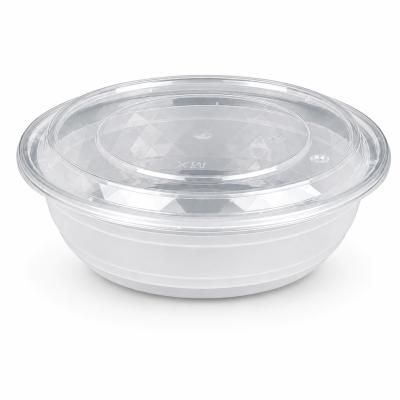China Deep PP Takeaway Food Bowl Disposable 1300ml with Clear Fitted Lid for sale