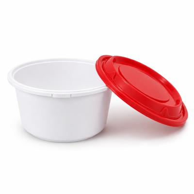 China Snap Lock Wide PP Food Storage Bowl 1288ml with Red Secure Lid for sale