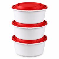 China Takeaway PP Snap Lock Bowls 1388ml Tall with Red Tamper Evident Lid for sale