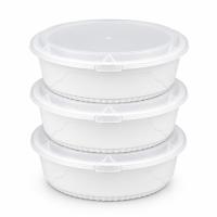 China Frosted Secure Lid Snap Lock Bowls 2000ml Wide PP Serving Bowl for sale