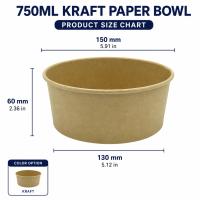 China Deep Round Kraft Paper Food Containers 750ml for Noodles Rice Takeaway Meals for sale