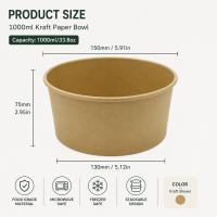 China Deep Kraft Paper Take Out Boxes 1000ml Microwave Safe For Full Meals for sale