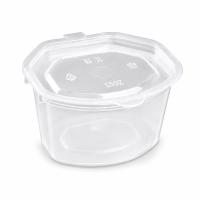 China 35ml Clear Round PP Disposable Hinged Sauce Cup for Dips Salsa Toppings for sale