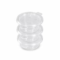 China 13ml Mini Round Clear PP Sauce Cup Hinged for Seasonings Samples Garnishes for sale