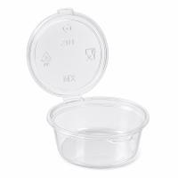 China Mini Round 25ml Clear PP Takeaway Dip Cup With Lid Dipping Sauces Dressing for sale