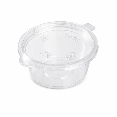 China Wide Round 35ml Clear PP Condiment Cup With Lid Dips Platters Takeaway for sale